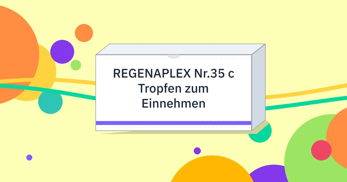 Symbolbild: Packung mit der Aufschrift REGENAPLEX Nr.35 c Tropfen zum Einnehmen (PZN 02642464) – Verfügbarkeit und Bezug in Apotheken in Frankfurt am Main