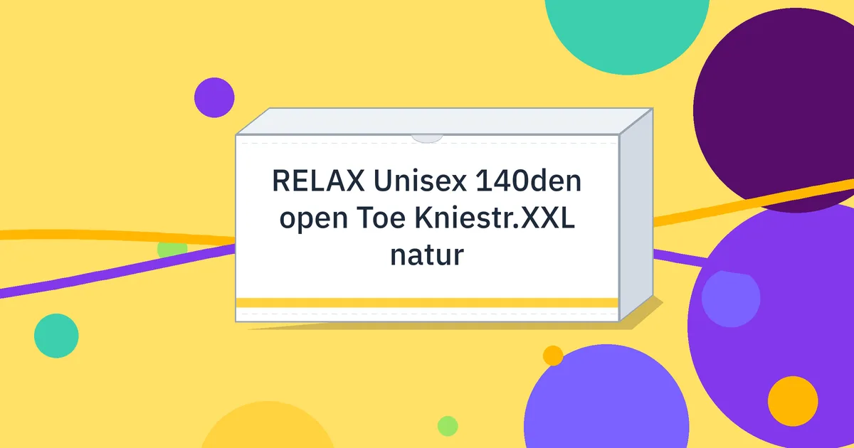 Symbolbild: Packung mit der Aufschrift RELAX Unisex 140den open Toe Kniestr.XXL natur (PZN 16190132) – Verfügbarkeit und Bezug in Apotheken in Frankfurt am Main