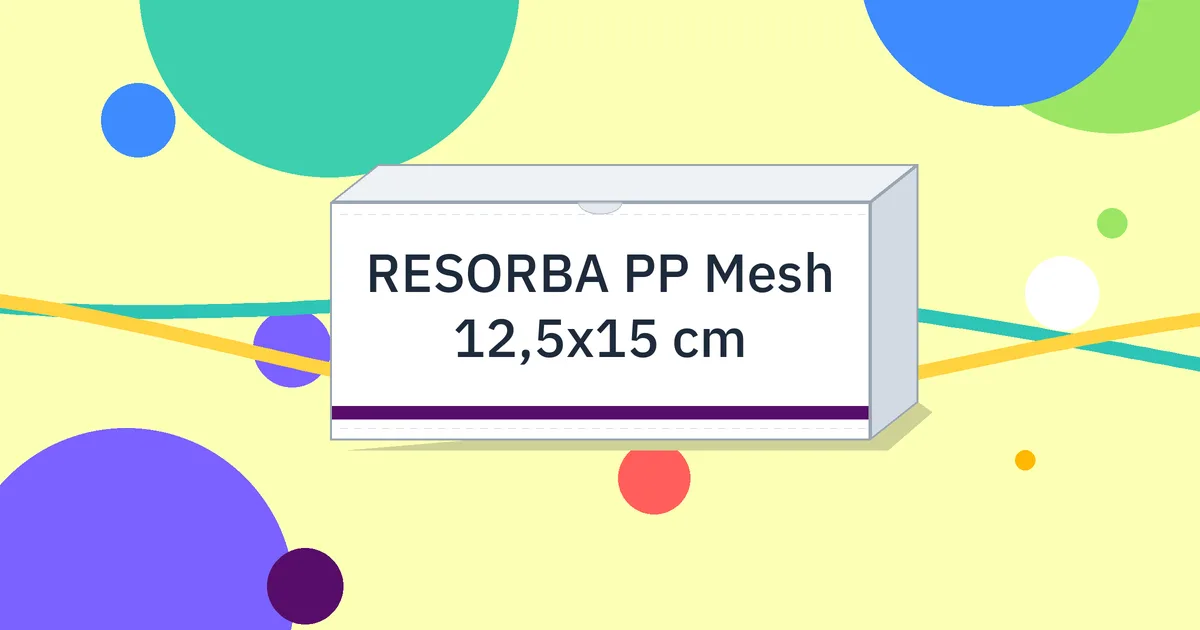 Symbolbild: Packung mit der Aufschrift RESORBA PP Mesh 12,5x15 cm (PZN 17538502) – Verfügbarkeit und Bezug in Apotheken in Frankfurt am Main