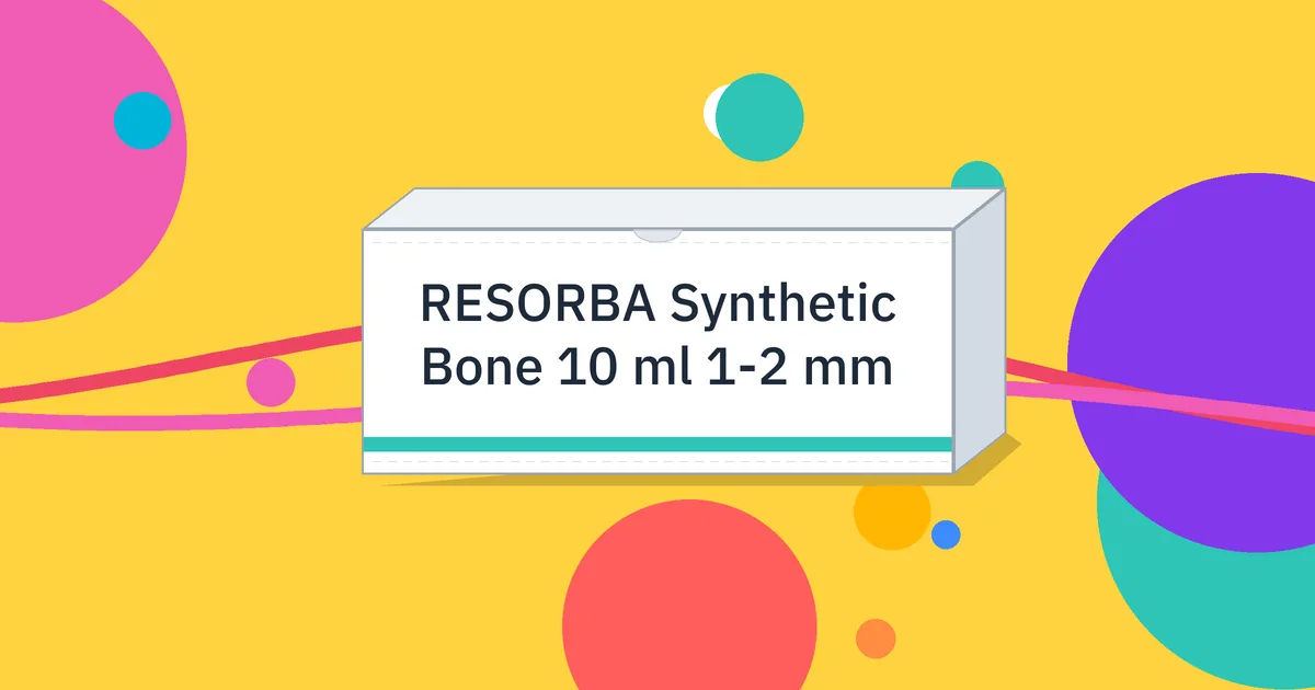 Symbolbild: Packung mit der Aufschrift RESORBA Synthetic Bone 10 ml 1-2 mm (PZN 16857576) – Verfügbarkeit und Bezug in Apotheken in Frankfurt am Main