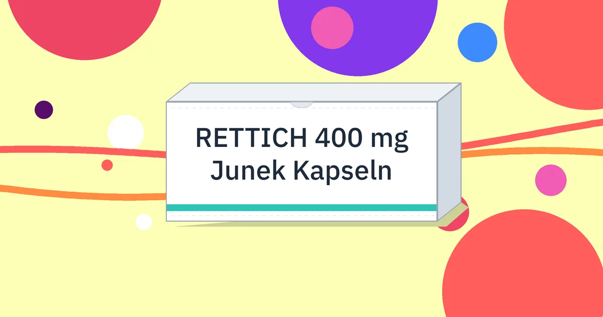 Symbolbild: Packung mit der Aufschrift RETTICH 400 mg Junek Kapseln (PZN 00138939) – Verfügbarkeit und Bezug in Apotheken in Frankfurt am Main