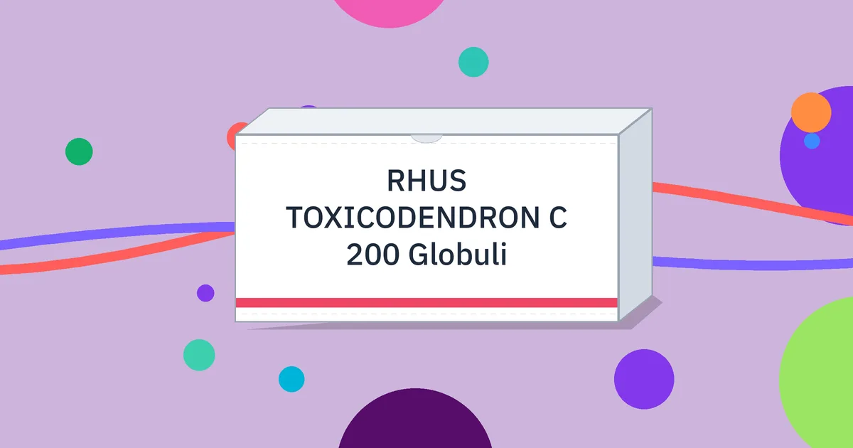 Symbolbild: Packung mit der Aufschrift RHUS TOXICODENDRON C 200 Globuli (PZN 02889934) – Verfügbarkeit und Bezug in Apotheken in Frankfurt am Main
