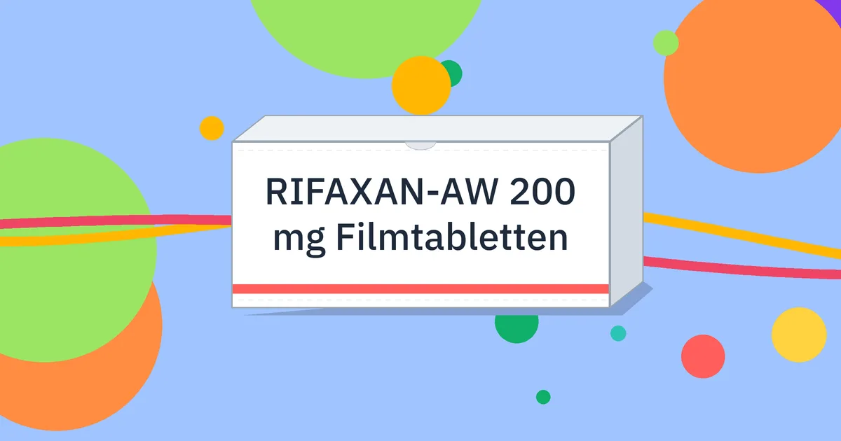 Symbolbild: Packung mit der Aufschrift RIFAXAN-AW 200 mg Filmtabletten (PZN 19623471) – Verfügbarkeit und Bezug in Apotheken in Frankfurt am Main