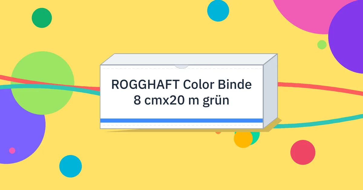 Symbolbild: Packung mit der Aufschrift ROGGHAFT Color Binde 8 cmx20 m grün (PZN 08419649) – Verfügbarkeit und Bezug in Apotheken in Frankfurt am Main