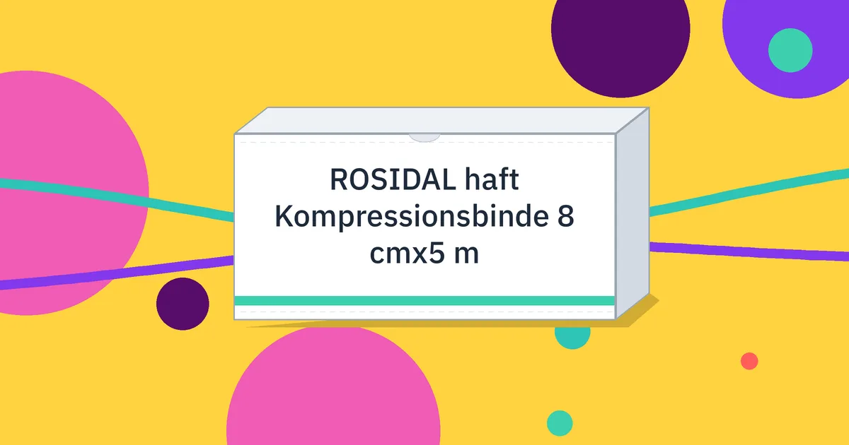 Symbolbild: Packung mit der Aufschrift ROSIDAL haft Kompressionsbinde 8 cmx5 m (PZN 19376423) – Verfügbarkeit und Bezug in Apotheken in Frankfurt am Main