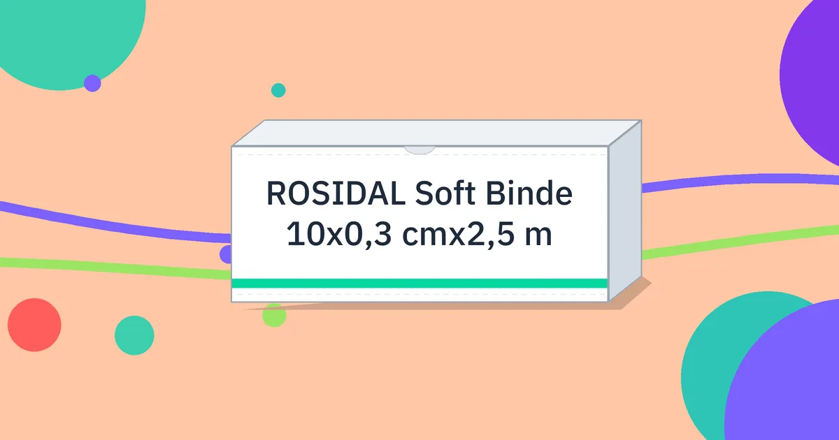 Symbolbild: Packung mit der Aufschrift ROSIDAL Soft Binde 10x0,3 cmx2,5 m (PZN 14050740) – Verfügbarkeit und Bezug in Apotheken in Frankfurt am Main