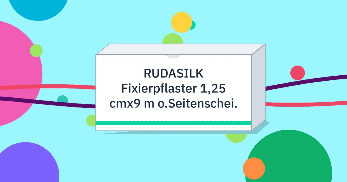 Symbolbild: Packung mit der Aufschrift RUDASILK Fixierpflaster 1,25 cmx9 m o.Seitenschei. (PZN 15892978) – Verfügbarkeit und Bezug in Apotheken in Frankfurt am Main