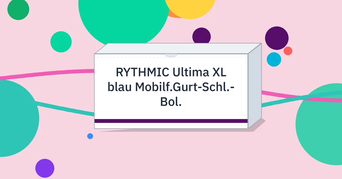 Symbolbild: Packung mit der Aufschrift RYTHMIC Ultima XL blau Mobilf.Gurt-Schl.-Bol. (PZN 18786633) – Verfügbarkeit und Bezug in Apotheken in Frankfurt am Main