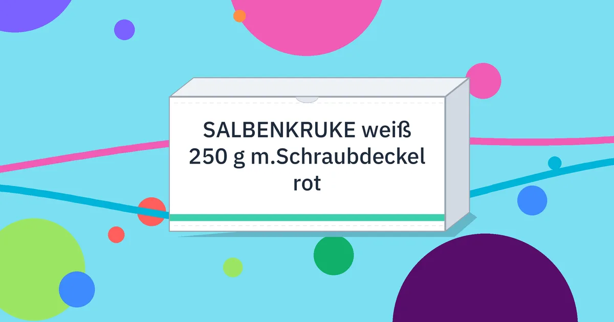 Symbolbild: Packung mit der Aufschrift SALBENKRUKE weiß 250 g m.Schraubdeckel rot (PZN 10121928) – Verfügbarkeit und Bezug in Apotheken in Frankfurt am Main