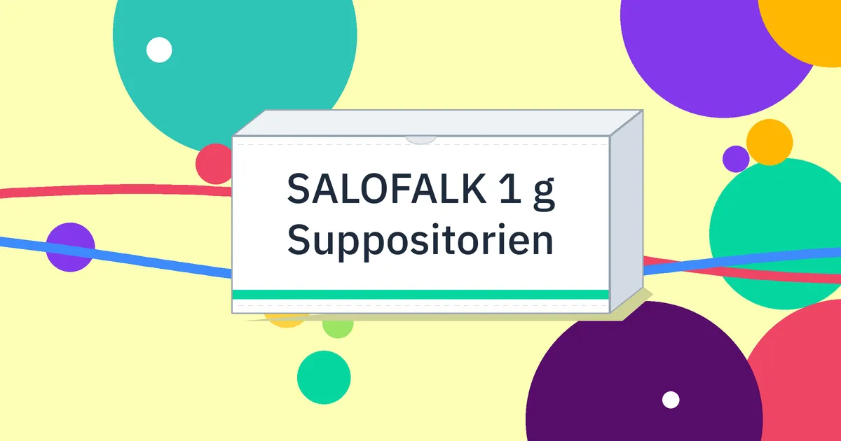 Symbolbild: Packung mit der Aufschrift SALOFALK 1 g Suppositorien (PZN 13515639) – Verfügbarkeit und Bezug in Apotheken in Frankfurt am Main