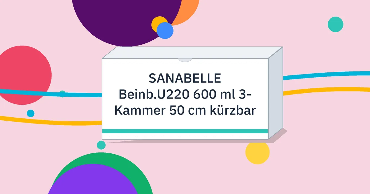 Symbolbild: Packung mit der Aufschrift SANABELLE Beinb.U220 600 ml 3-Kammer 50 cm kürzbar (PZN 06089550) – Verfügbarkeit und Bezug in Apotheken in Frankfurt am Main