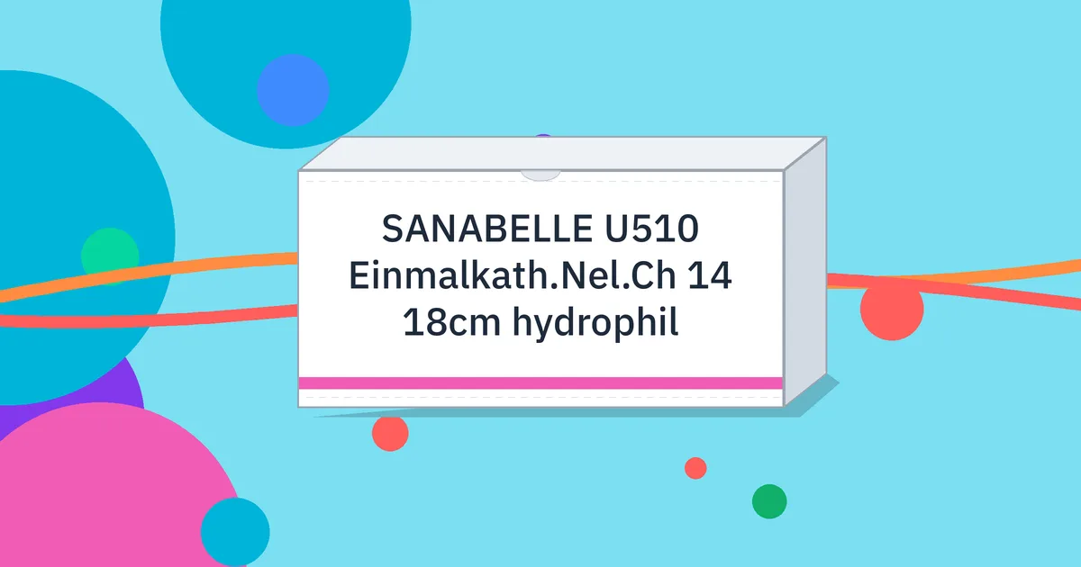 Symbolbild: Packung mit der Aufschrift SANABELLE U510 Einmalkath.Nel.Ch 14 18cm hydrophil (PZN 13723740) – Verfügbarkeit und Bezug in Apotheken in Frankfurt am Main