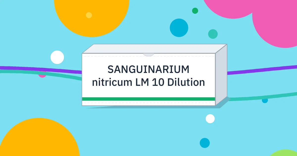 Symbolbild: Packung mit der Aufschrift SANGUINARIUM nitricum LM 10 Dilution (PZN 13181687) – Verfügbarkeit und Bezug in Apotheken in Frankfurt am Main