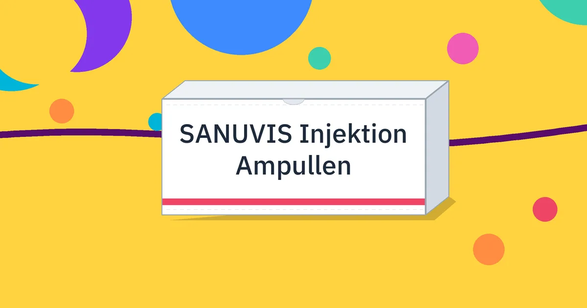 Symbolbild: Packung mit der Aufschrift SANUVIS Injektion Ampullen (PZN 02360263) – Verfügbarkeit und Bezug in Apotheken in Frankfurt am Main