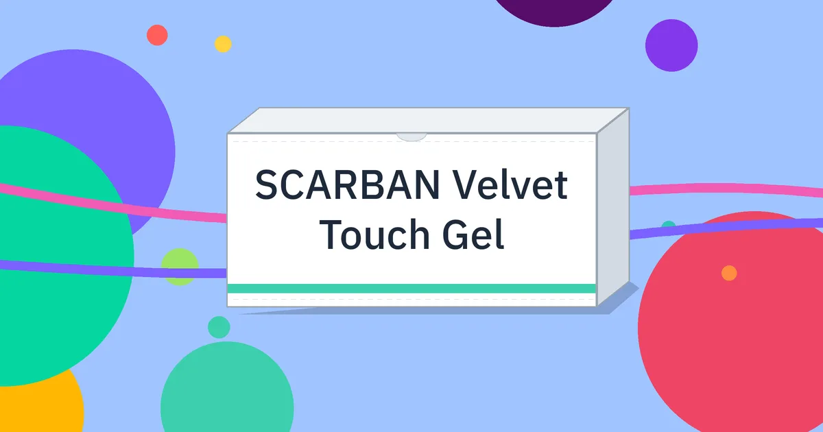 Symbolbild: Packung mit der Aufschrift SCARBAN Velvet Touch Gel (PZN 04663068) – Verfügbarkeit und Bezug in Apotheken in Frankfurt am Main