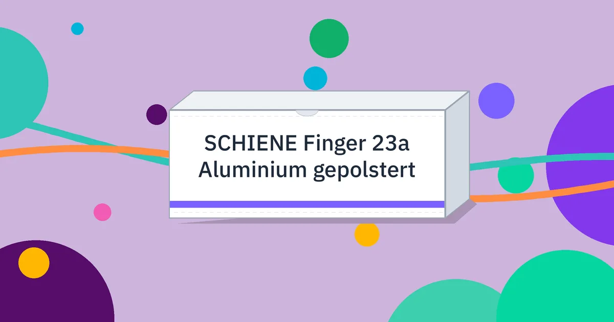 Symbolbild: Packung mit der Aufschrift SCHIENE Finger 23a Aluminium gepolstert (PZN 01968525) – Verfügbarkeit und Bezug in Apotheken in Frankfurt am Main