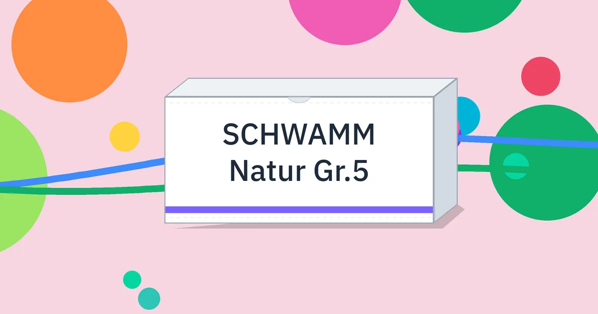 Symbolbild: Packung mit der Aufschrift SCHWAMM Natur Gr.5 (PZN 01741017) – Verfügbarkeit und Bezug in Apotheken in Frankfurt am Main