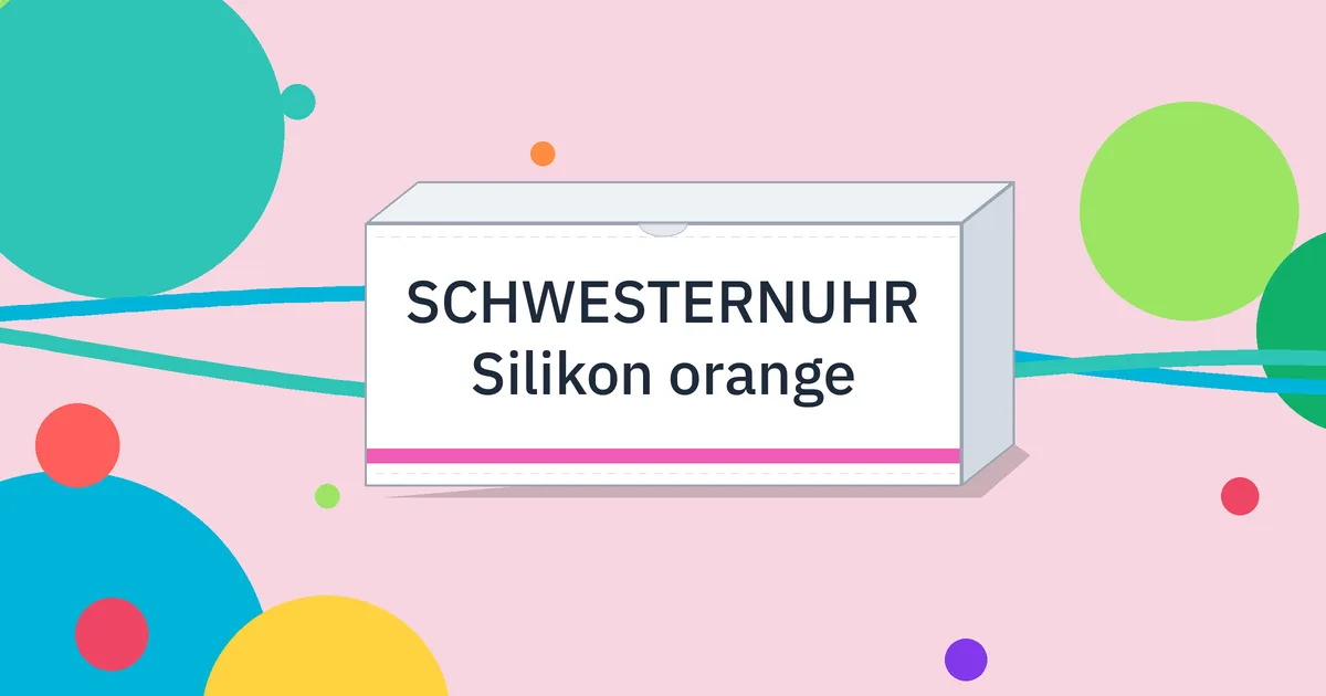 Symbolbild: Packung mit der Aufschrift SCHWESTERNUHR Silikon orange (PZN 00912600) – Verfügbarkeit und Bezug in Apotheken in Frankfurt am Main
