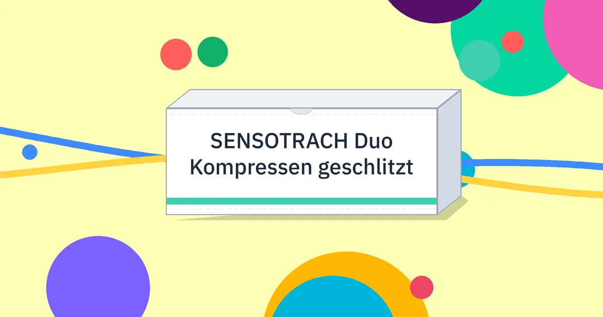 Symbolbild: Packung mit der Aufschrift SENSOTRACH Duo Kompressen geschlitzt (PZN 01815862) – Verfügbarkeit und Bezug in Apotheken in Frankfurt am Main