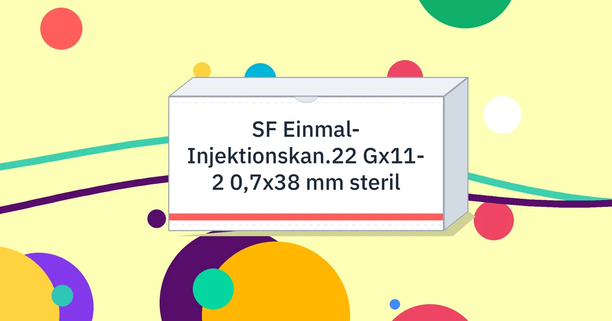 Symbolbild: Packung mit der Aufschrift SF Einmal-Injektionskan.22 Gx11-2 0,7x38 mm steril (PZN 17280759) – Verfügbarkeit und Bezug in Apotheken in Frankfurt am Main
