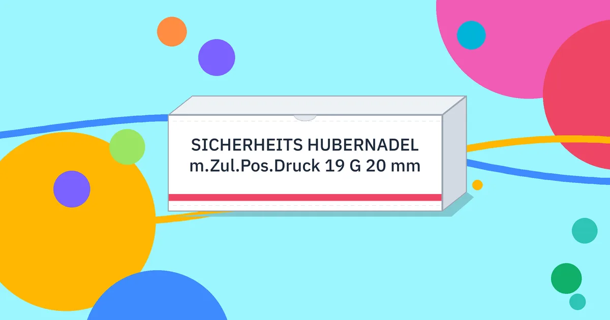 Symbolbild: Packung mit der Aufschrift SICHERHEITS HUBERNADEL m.Zul.Pos.Druck 19 G 20 mm (PZN 14322434) – Verfügbarkeit und Bezug in Apotheken in Frankfurt am Main