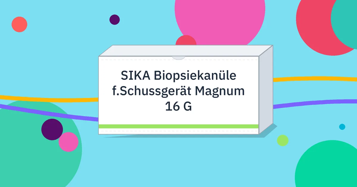Symbolbild: Packung mit der Aufschrift SIKA Biopsiekanüle f.Schussgerät Magnum 16 G (PZN 03853602) – Verfügbarkeit und Bezug in Apotheken in Frankfurt am Main