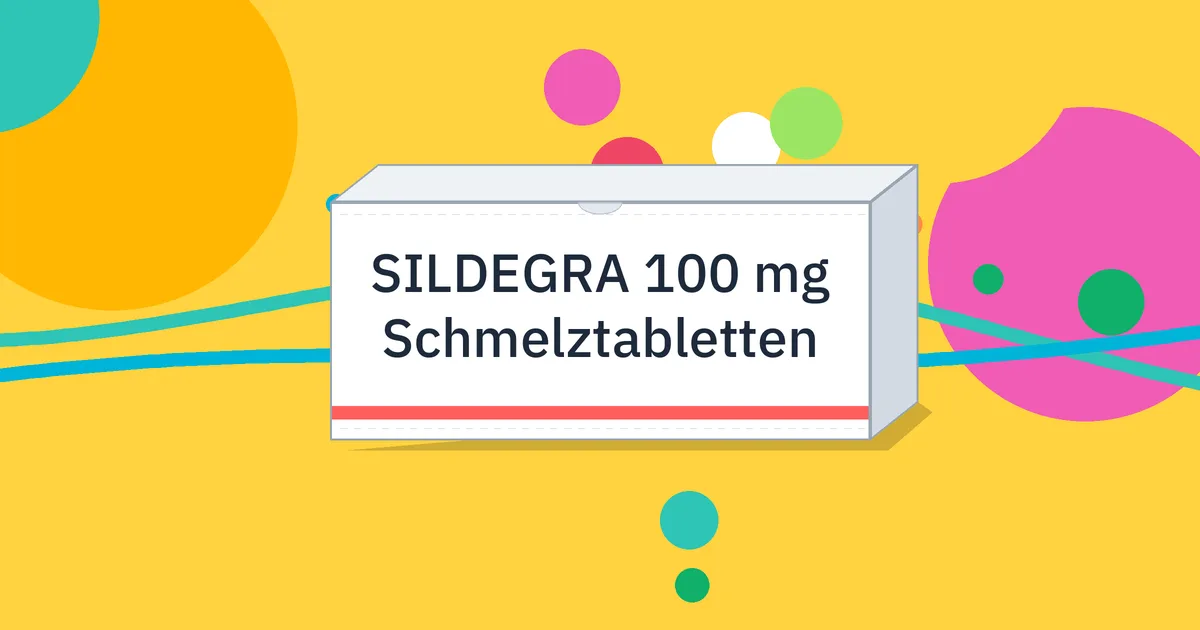 Symbolbild: Packung mit der Aufschrift SILDEGRA 100 mg Schmelztabletten (PZN 04756930) – Verfügbarkeit und Bezug in Apotheken in Frankfurt am Main