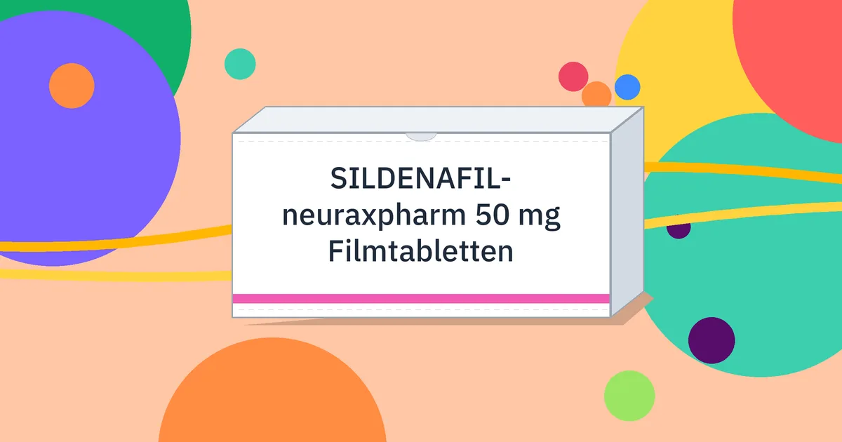 Symbolbild: Packung mit der Aufschrift SILDENAFIL-neuraxpharm 50 mg Filmtabletten (PZN 07116088) – Verfügbarkeit und Bezug in Apotheken in Frankfurt am Main