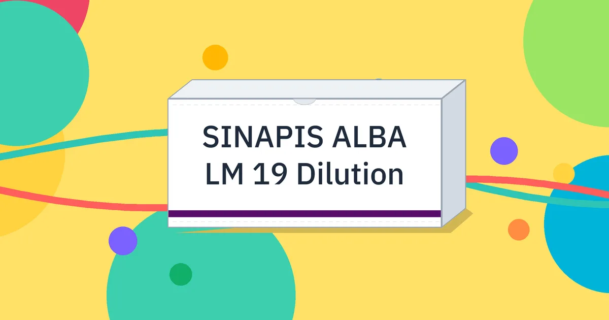 Symbolbild: Packung mit der Aufschrift SINAPIS ALBA LM 19 Dilution (PZN 13190692) – Verfügbarkeit und Bezug in Apotheken in Frankfurt am Main