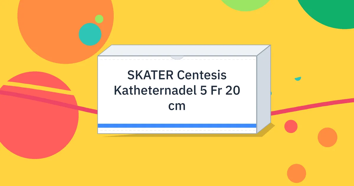 Symbolbild: Packung mit der Aufschrift SKATER Centesis Katheternadel 5 Fr 20 cm (PZN 06769457) – Verfügbarkeit und Bezug in Apotheken in Frankfurt am Main