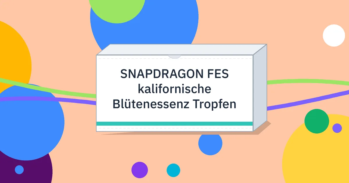 Symbolbild: Packung mit der Aufschrift SNAPDRAGON FES kalifornische Blütenessenz Tropfen (PZN 09172820) – Verfügbarkeit und Bezug in Apotheken in Frankfurt am Main