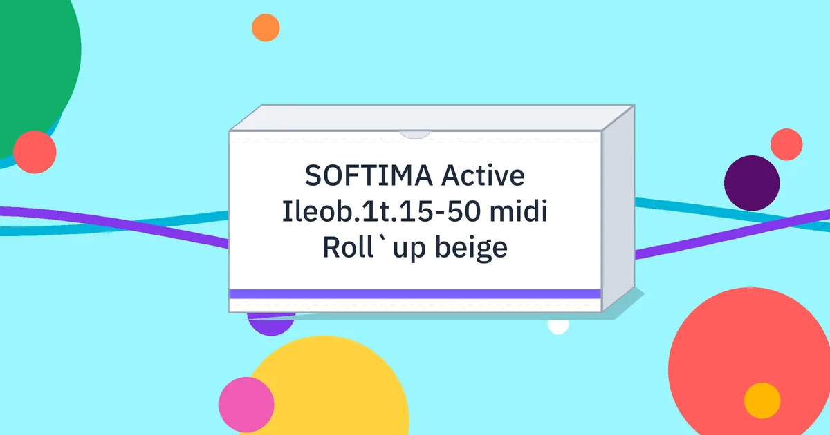 Symbolbild: Packung mit der Aufschrift SOFTIMA Active Ileob.1t.15-50 midi Roll`up beige (PZN 09061859) – Verfügbarkeit und Bezug in Apotheken in Frankfurt am Main