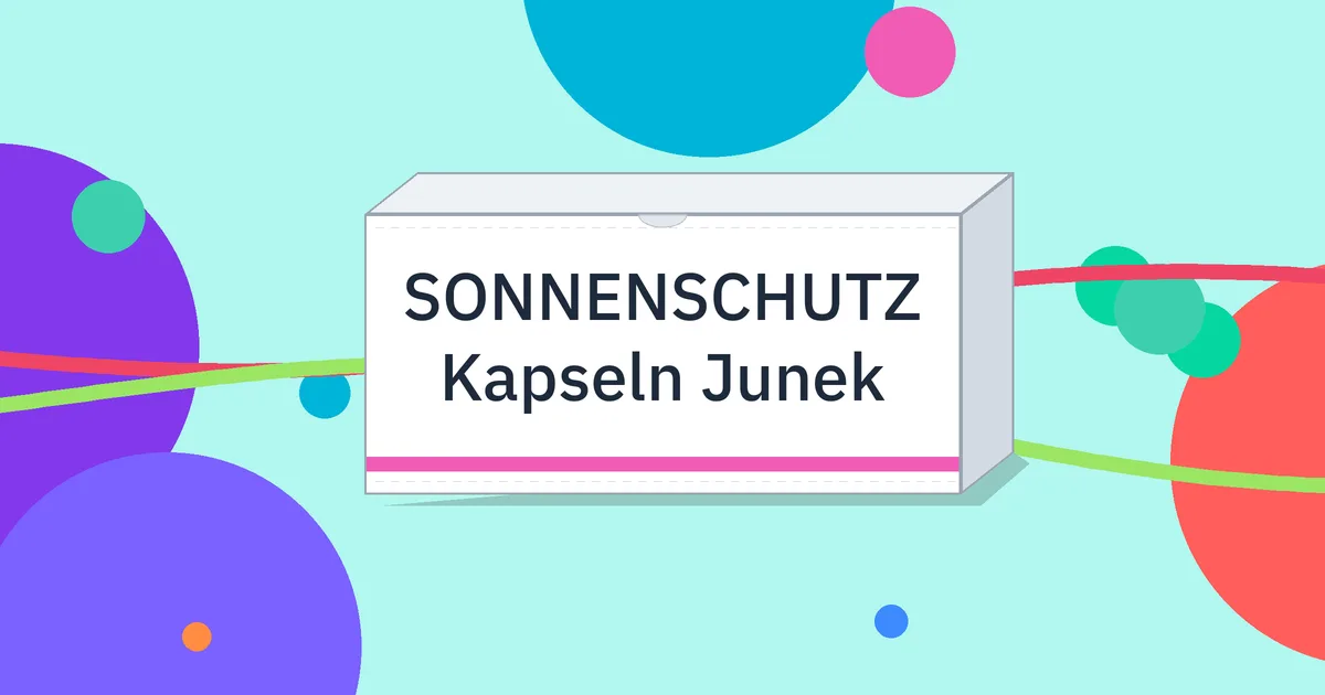 Symbolbild: Packung mit der Aufschrift SONNENSCHUTZ Kapseln Junek (PZN 00895126) – Verfügbarkeit und Bezug in Apotheken in Frankfurt am Main