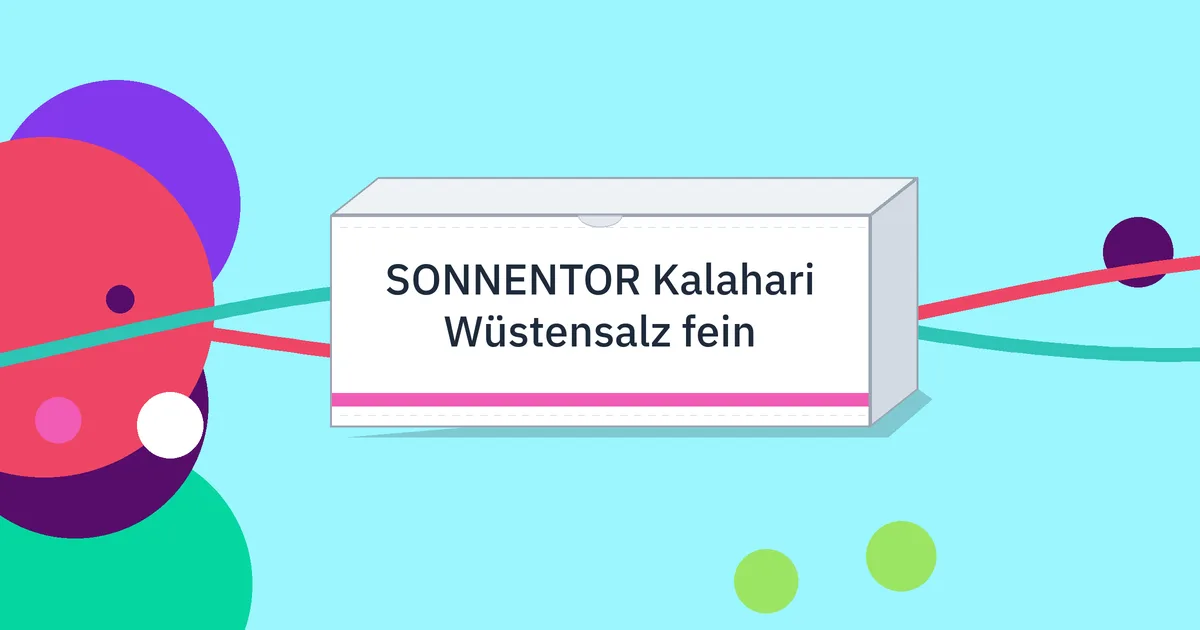 Symbolbild: Packung mit der Aufschrift SONNENTOR Kalahari Wüstensalz fein (PZN 18904133) – Verfügbarkeit und Bezug in Apotheken in Frankfurt am Main