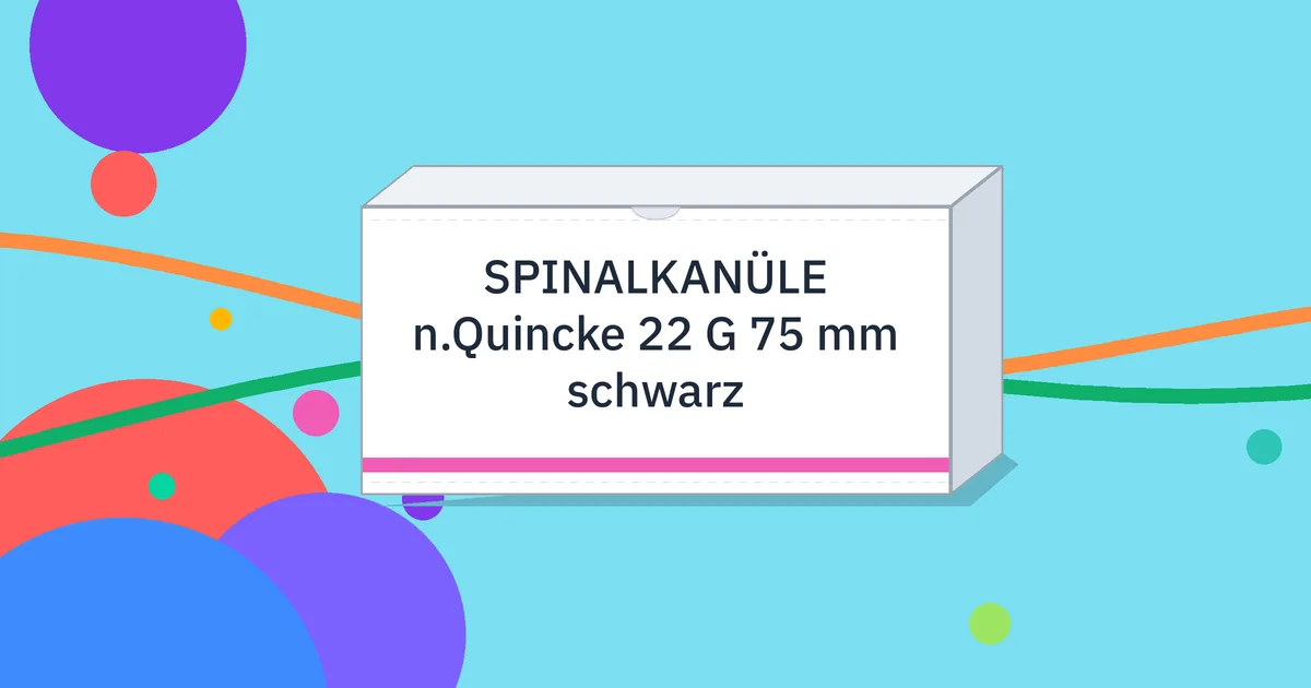 Symbolbild: Packung mit der Aufschrift SPINALKANÜLE n.Quincke 22 G 75 mm schwarz (PZN 00991315) – Verfügbarkeit und Bezug in Apotheken in Frankfurt am Main