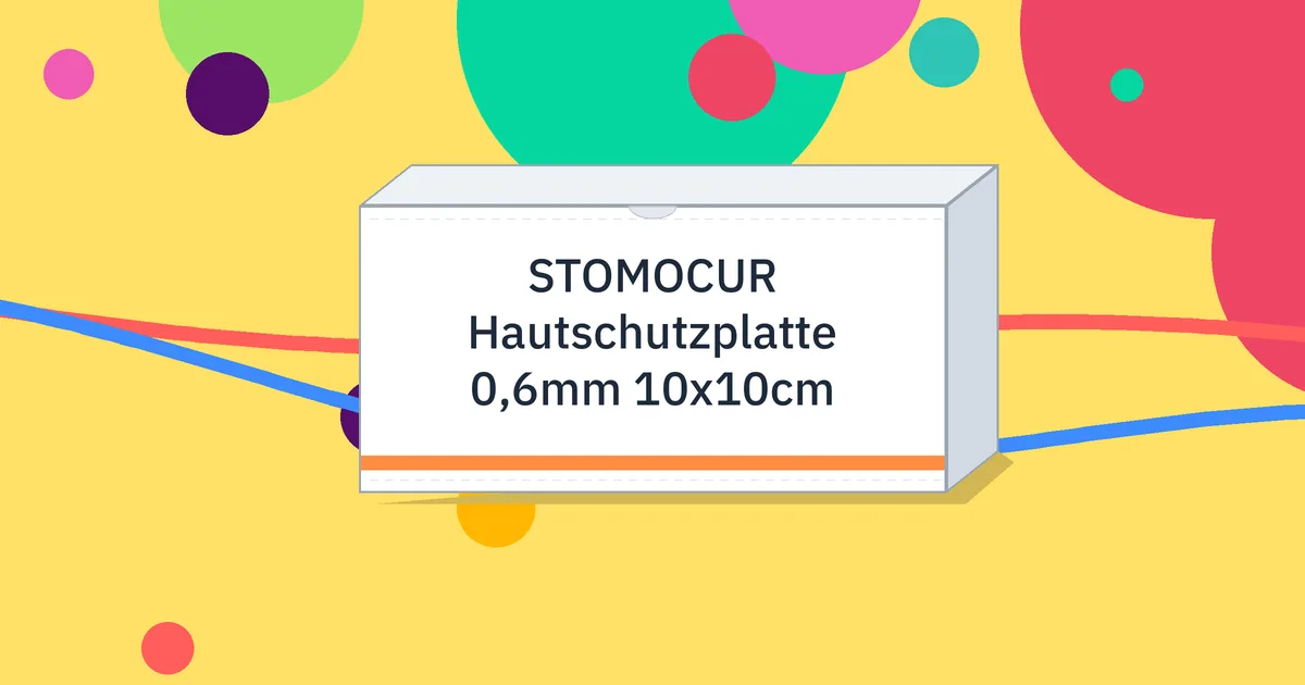 Symbolbild: Packung mit der Aufschrift STOMOCUR Hautschutzplatte 0,6mm 10x10cm (PZN 10627941) – Verfügbarkeit und Bezug in Apotheken in Frankfurt am Main