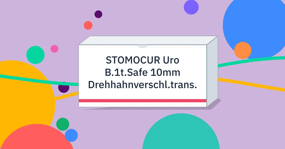 Symbolbild: Packung mit der Aufschrift STOMOCUR Uro B.1t.Safe 10mm Drehhahnverschl.trans. (PZN 18192603) – Verfügbarkeit und Bezug in Apotheken in Frankfurt am Main