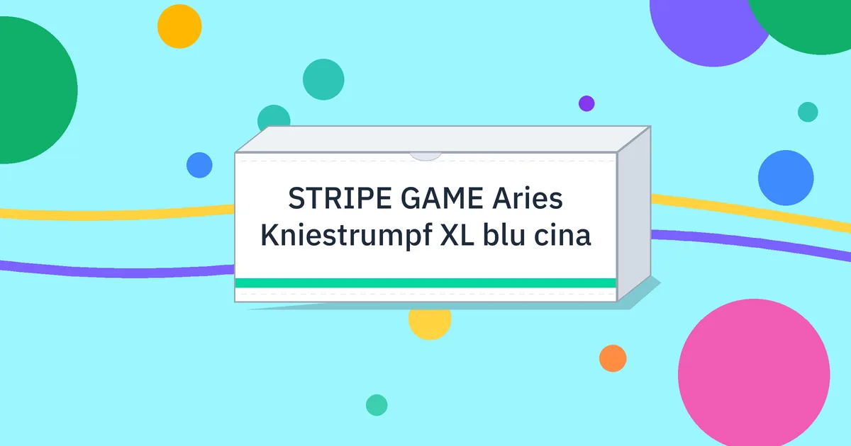 Symbolbild: Packung mit der Aufschrift STRIPE GAME Aries Kniestrumpf XL blu cina (PZN 20209630) – Verfügbarkeit und Bezug in Apotheken in Frankfurt am Main