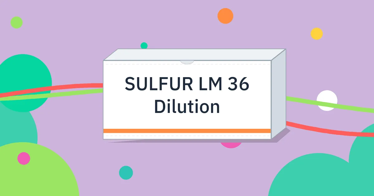 Symbolbild: Packung mit der Aufschrift SULFUR LM 36 Dilution (PZN 13210130) – Verfügbarkeit und Bezug in Apotheken in Frankfurt am Main