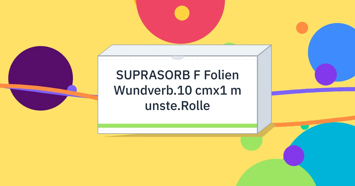 Symbolbild: Packung mit der Aufschrift SUPRASORB F Folien Wundverb.10 cmx1 m unste.Rolle (PZN 18363358) – Verfügbarkeit und Bezug in Apotheken in Frankfurt am Main