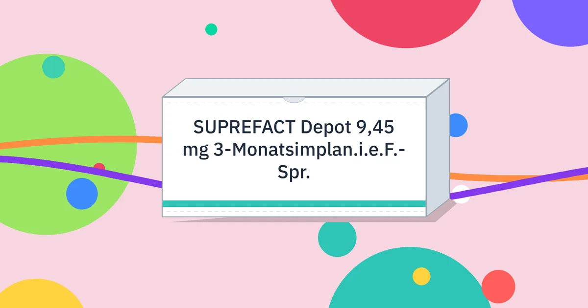 Symbolbild: Packung mit der Aufschrift SUPREFACT Depot 9,45 mg 3-Monatsimplan.i.e.F.-Spr. (PZN 14357131) – Verfügbarkeit und Bezug in Apotheken in Frankfurt am Main