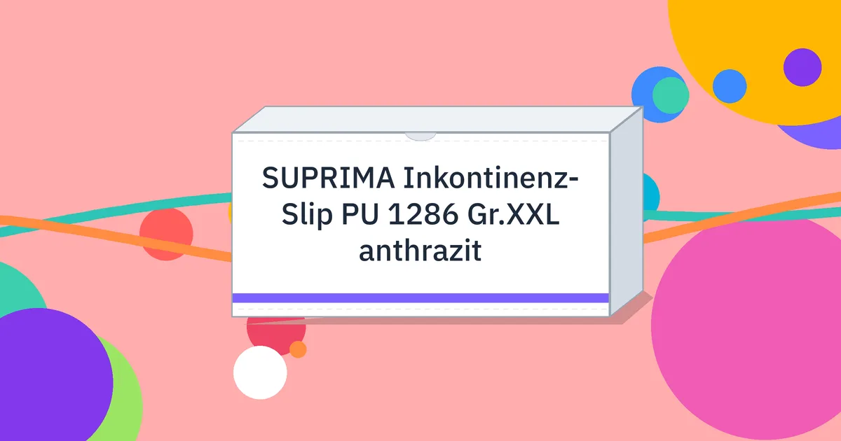 Symbolbild: Packung mit der Aufschrift SUPRIMA Inkontinenz-Slip PU 1286 Gr.XXL anthrazit (PZN 10637282) – Verfügbarkeit und Bezug in Apotheken in Frankfurt am Main