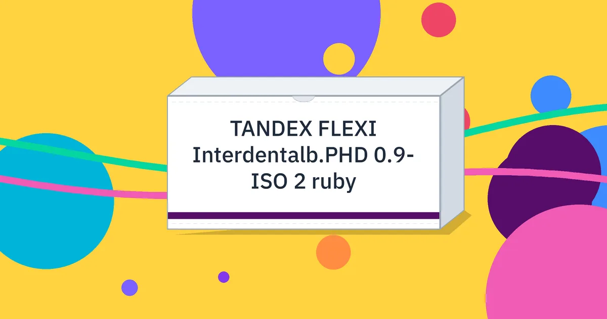 Symbolbild: Packung mit der Aufschrift TANDEX FLEXI Interdentalb.PHD 0.9-ISO 2 ruby (PZN 16498999) – Verfügbarkeit und Bezug in Apotheken in Frankfurt am Main