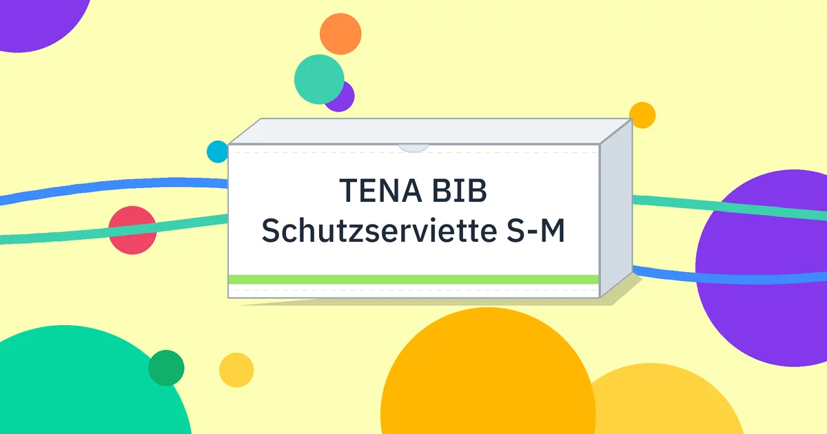 Symbolbild: Packung mit der Aufschrift TENA BIB Schutzserviette S-M (PZN 01816241) – Verfügbarkeit und Bezug in Apotheken in Frankfurt am Main