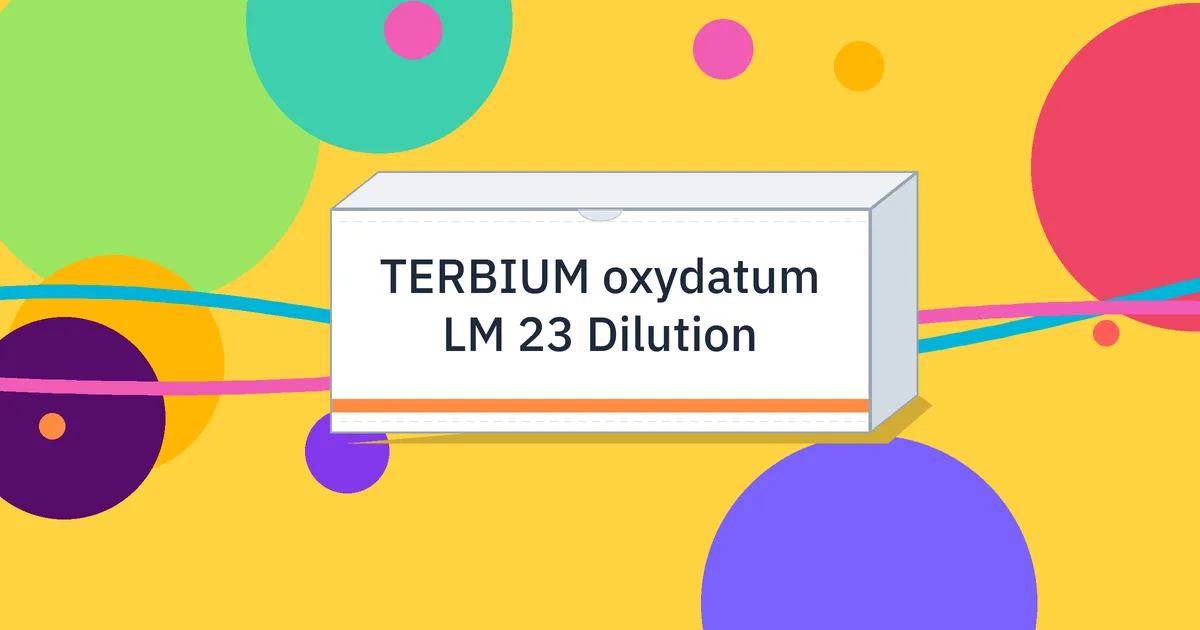 Symbolbild: Packung mit der Aufschrift TERBIUM oxydatum LM 23 Dilution (PZN 13216279) – Verfügbarkeit und Bezug in Apotheken in Frankfurt am Main