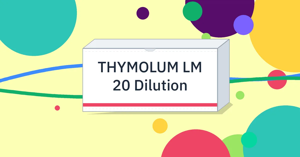 Symbolbild: Packung mit der Aufschrift THYMOLUM LM 20 Dilution (PZN 13222587) – Verfügbarkeit und Bezug in Apotheken in Frankfurt am Main