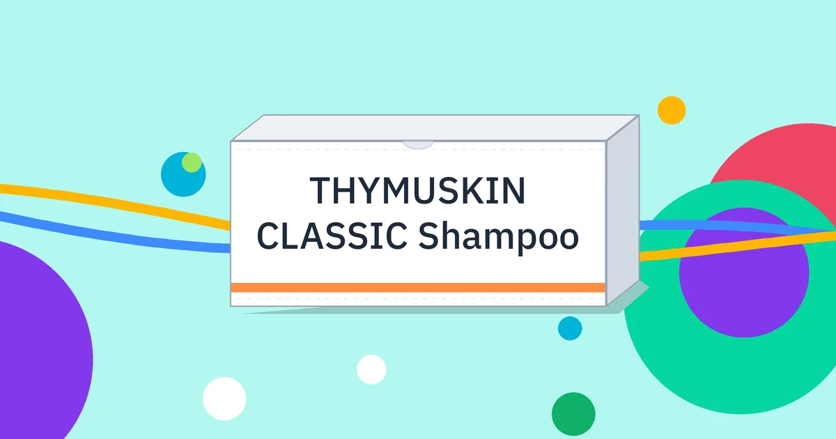 Symbolbild: Packung mit der Aufschrift THYMUSKIN CLASSIC Shampoo (PZN 10254227) – Verfügbarkeit und Bezug in Apotheken in Frankfurt am Main