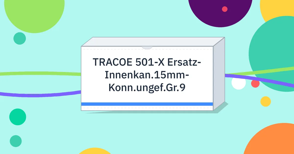 Symbolbild: Packung mit der Aufschrift TRACOE 501-X Ersatz-Innenkan.15mm-Konn.ungef.Gr.9 (PZN 05881011) – Verfügbarkeit und Bezug in Apotheken in Frankfurt am Main