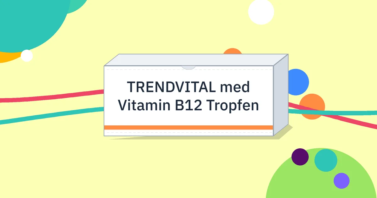 Symbolbild: Packung mit der Aufschrift TRENDVITAL med Vitamin B12 Tropfen (PZN 11852166) – Verfügbarkeit und Bezug in Apotheken in Frankfurt am Main