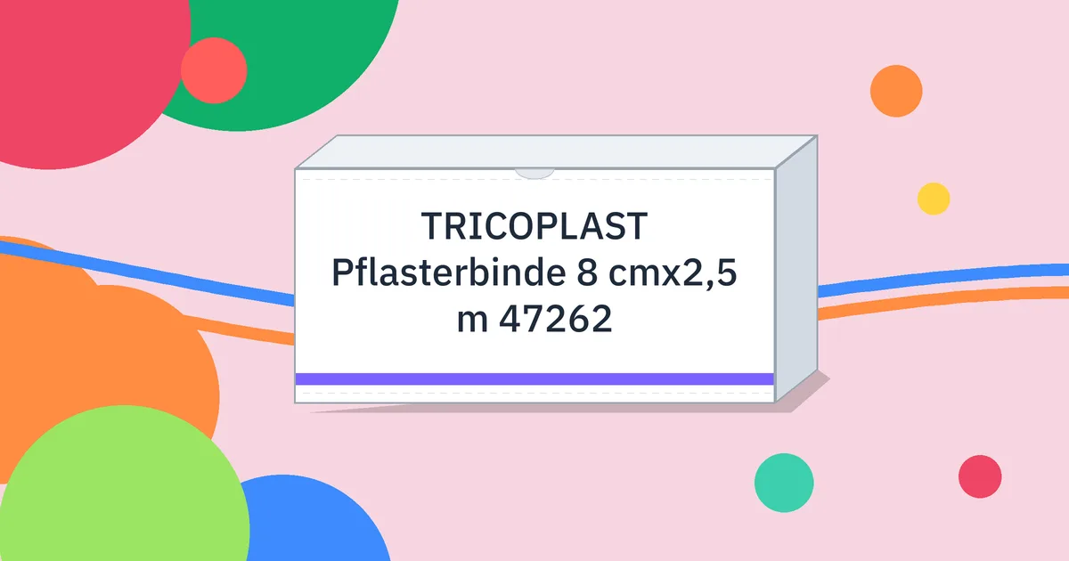 Symbolbild: Packung mit der Aufschrift TRICOPLAST Pflasterbinde 8 cmx2,5 m 47262 (PZN 04777754) – Verfügbarkeit und Bezug in Apotheken in Frankfurt am Main